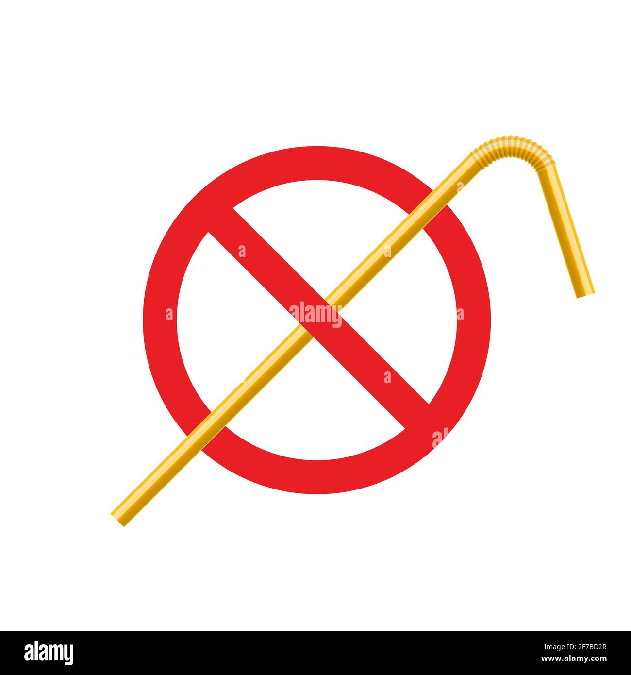 Stop plastic straw tube ban symbol. Ocean pollution plastic drink straw ...