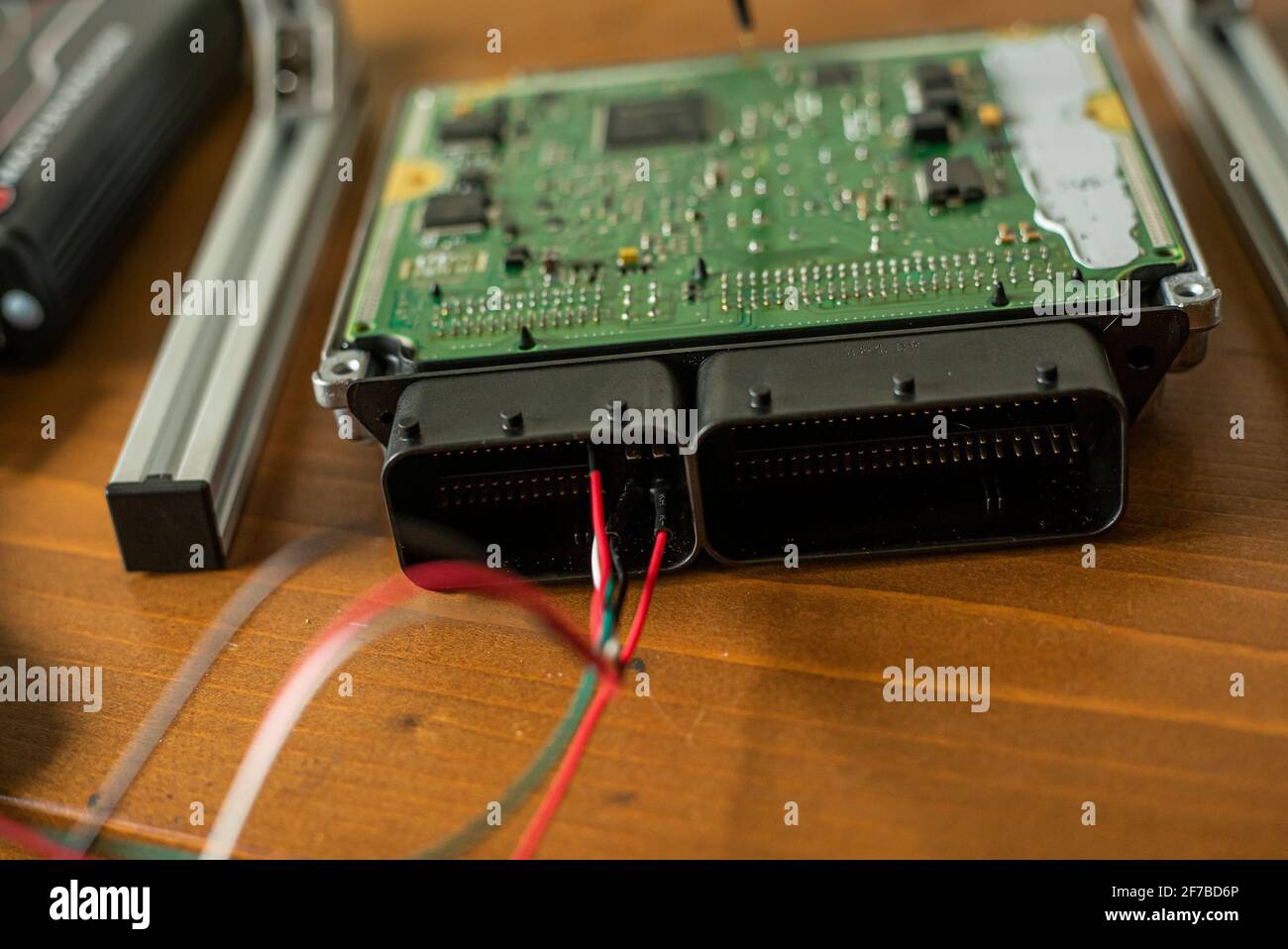 Macro detail of Car ecu bench reading method Stock Photo - Alamy