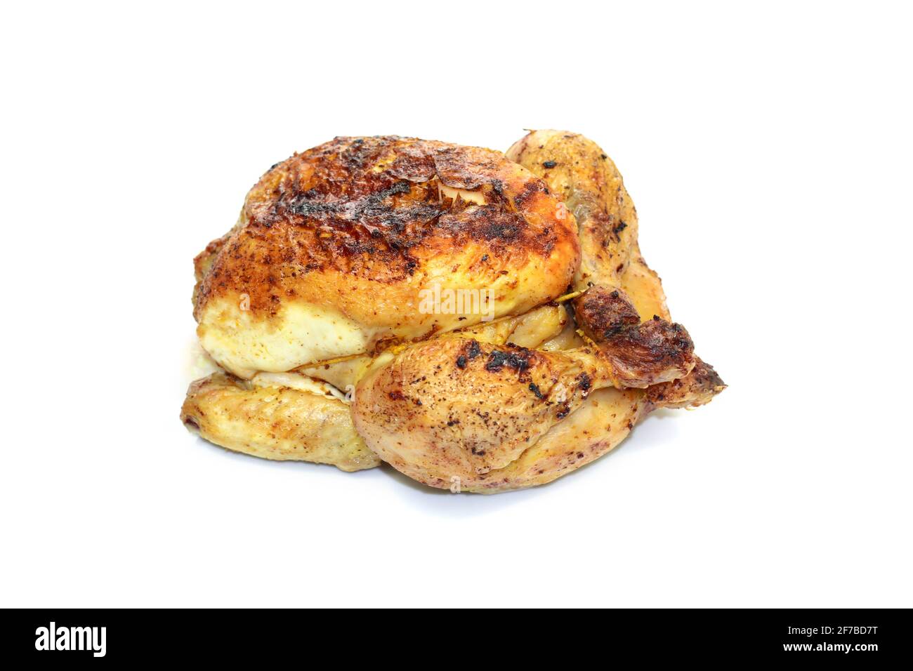 roast chicken on white background Stock Photo - Alamy