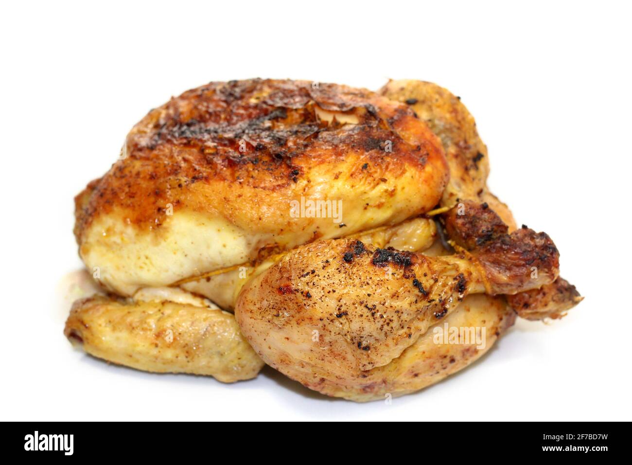 roast chicken on white background Stock Photo - Alamy