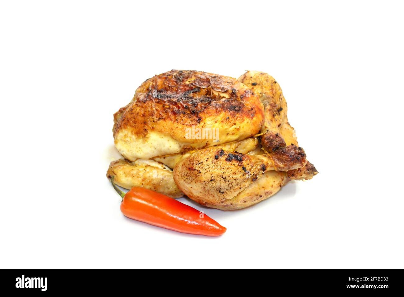 roast chicken on white background Stock Photo - Alamy