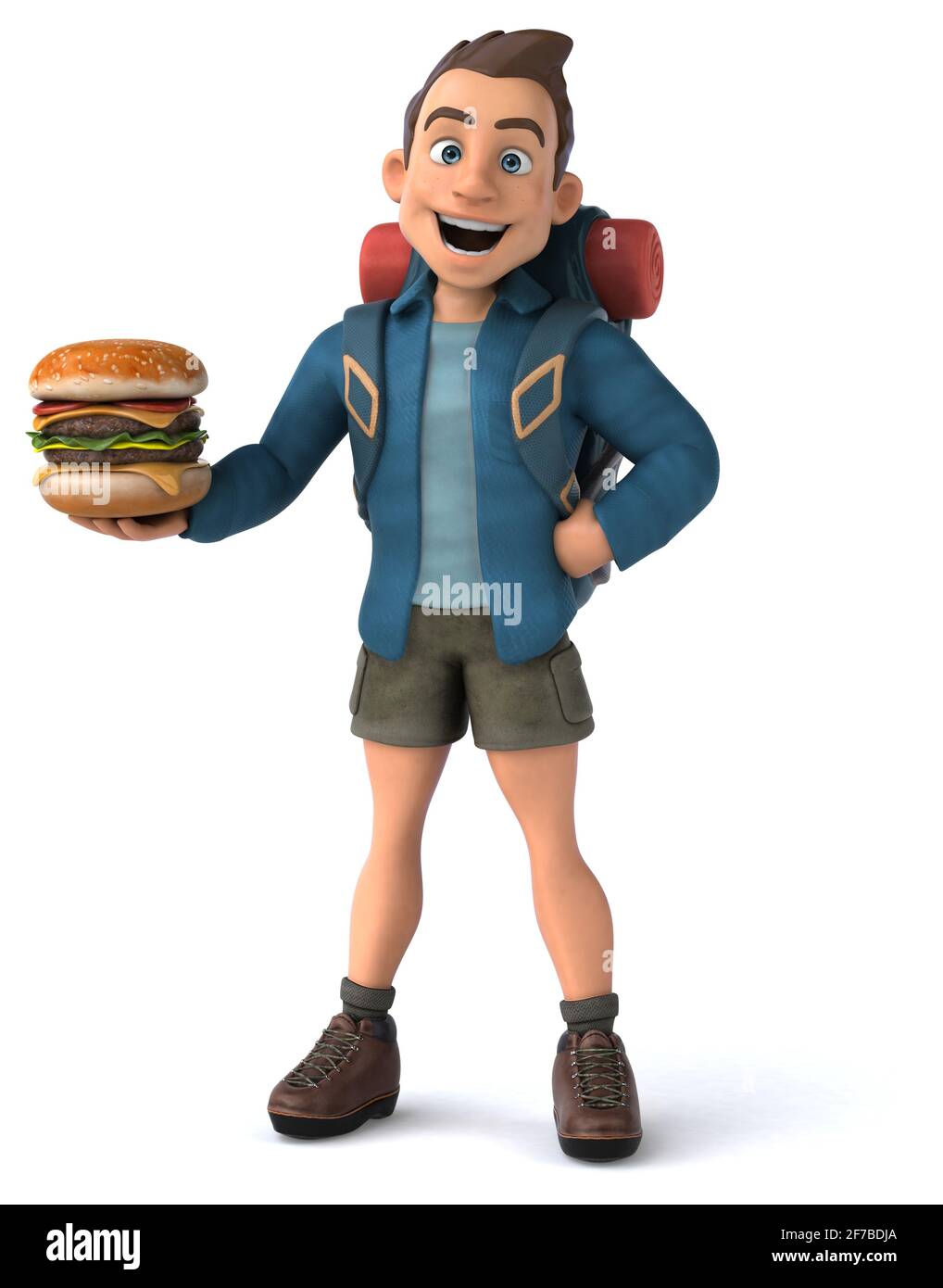 Fun illustration of a 3D cartoon backpacker Stock Photo - Alamy