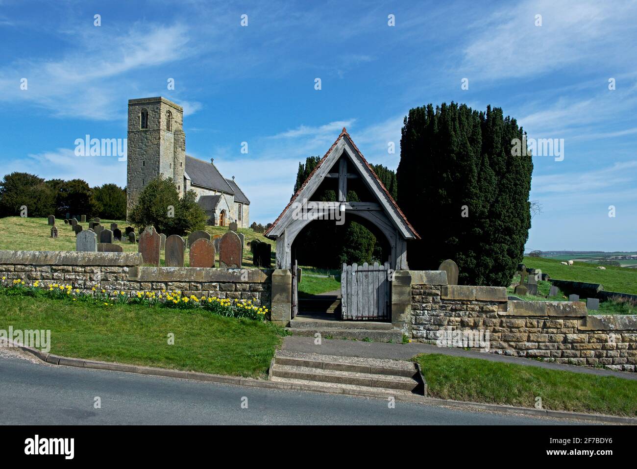 The lych-gate of St Andrew's Church, Weaverthorpe, North Yorkshire ...