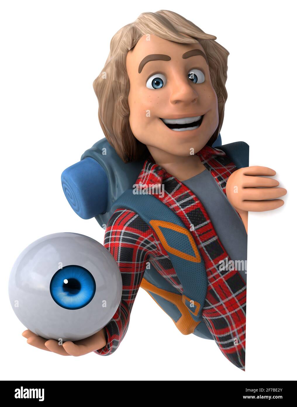 Fun backpacker cartoon guy Stock Photo - Alamy