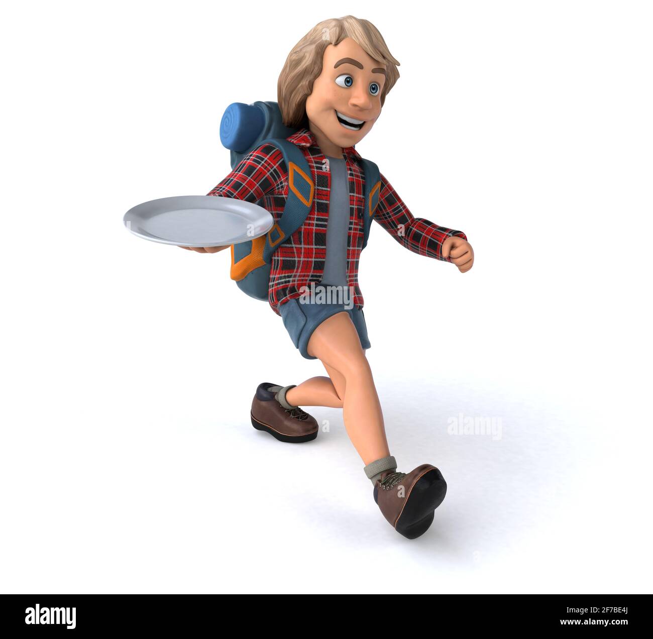 Fun backpacker cartoon guy Stock Photo - Alamy