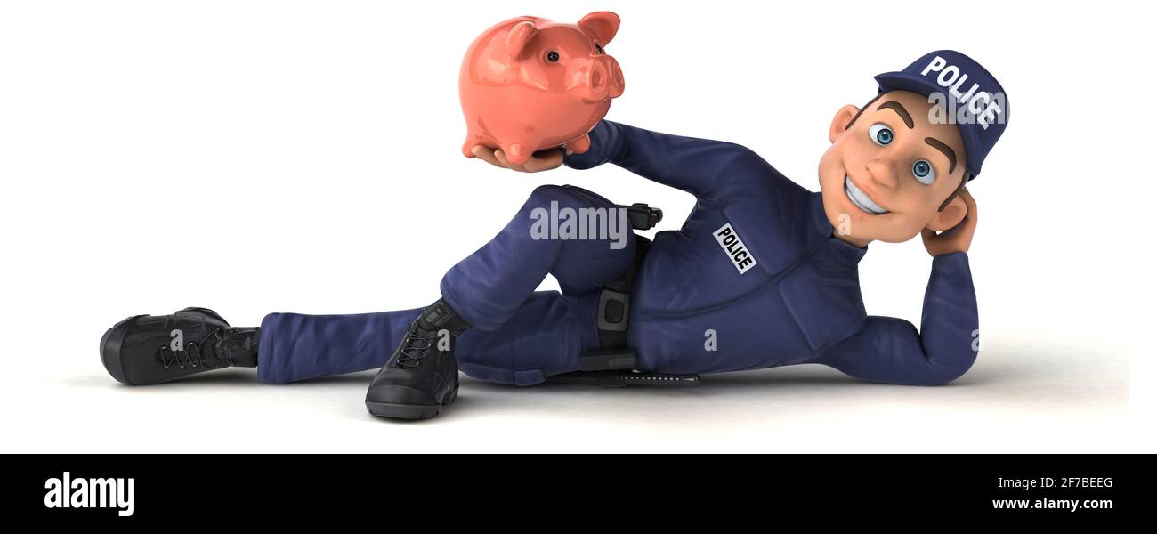 Fun 3D illustration of a cartoon Police Officer Stock Photo - Alamy