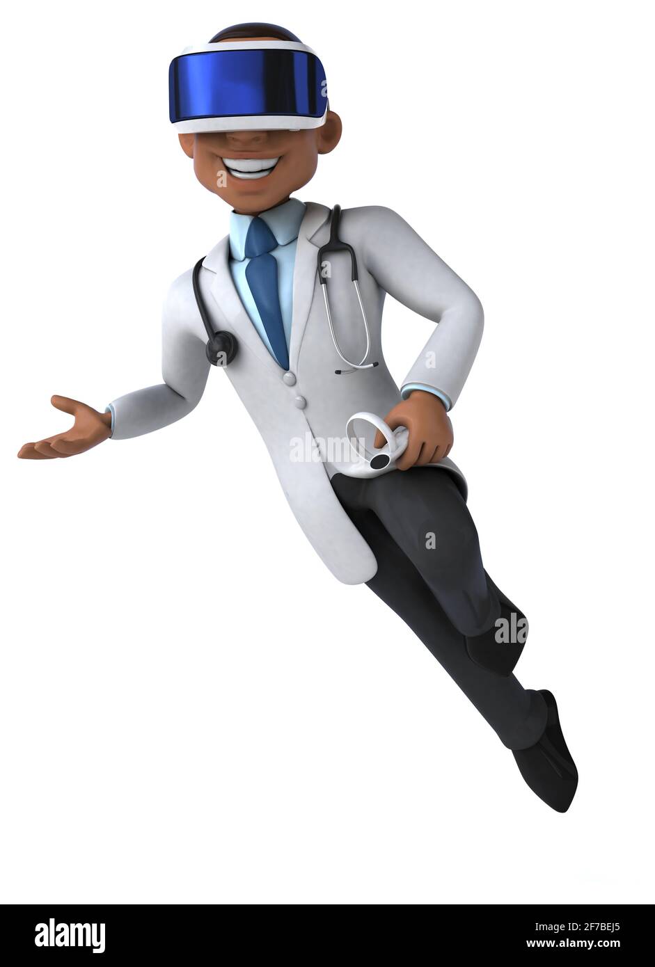 Fun 3D Illustration of a doctor with a VR Helmet Stock Photo - Alamy