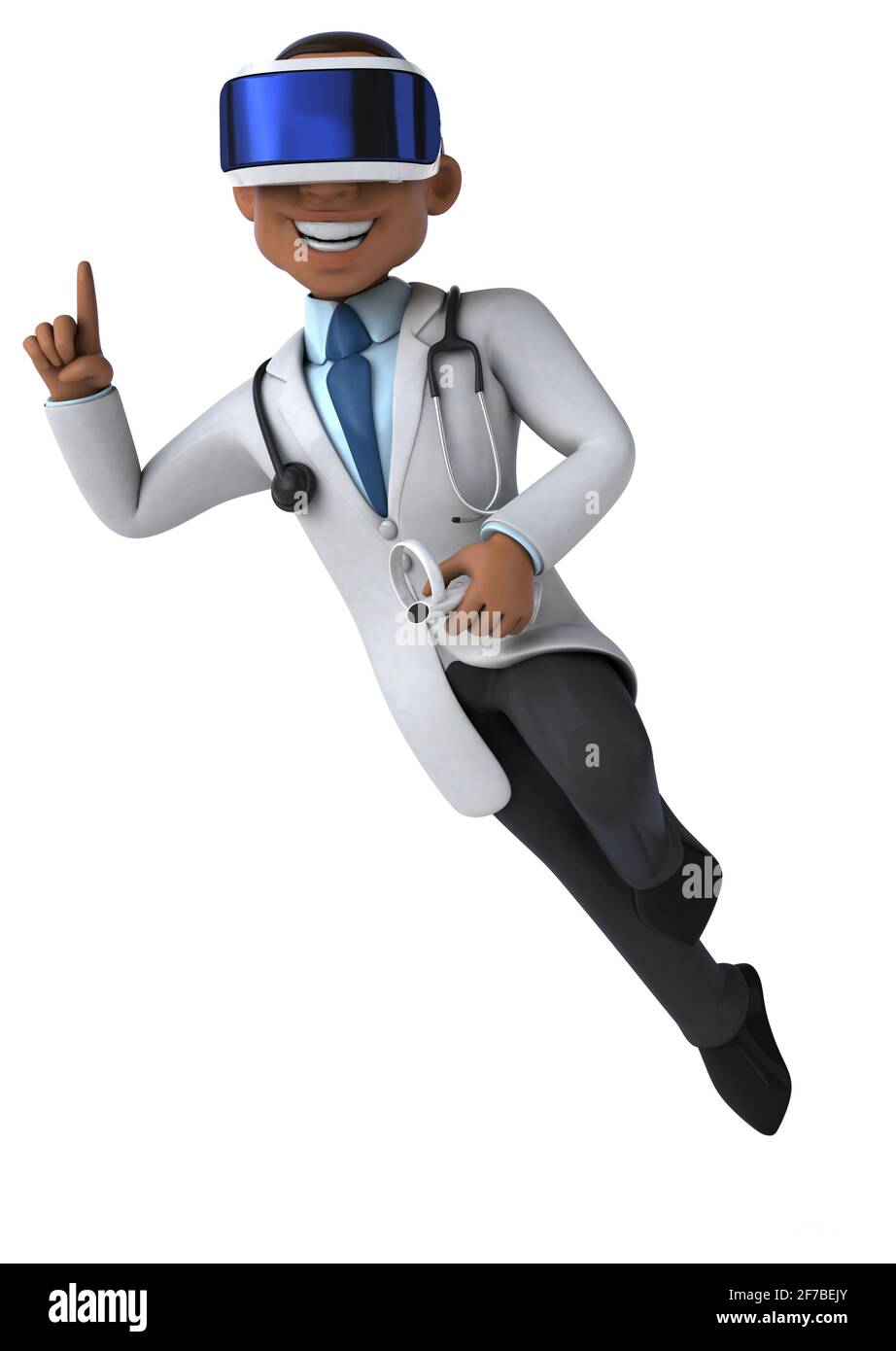 Fun 3D Illustration of a doctor with a VR Helmet Stock Photo - Alamy
