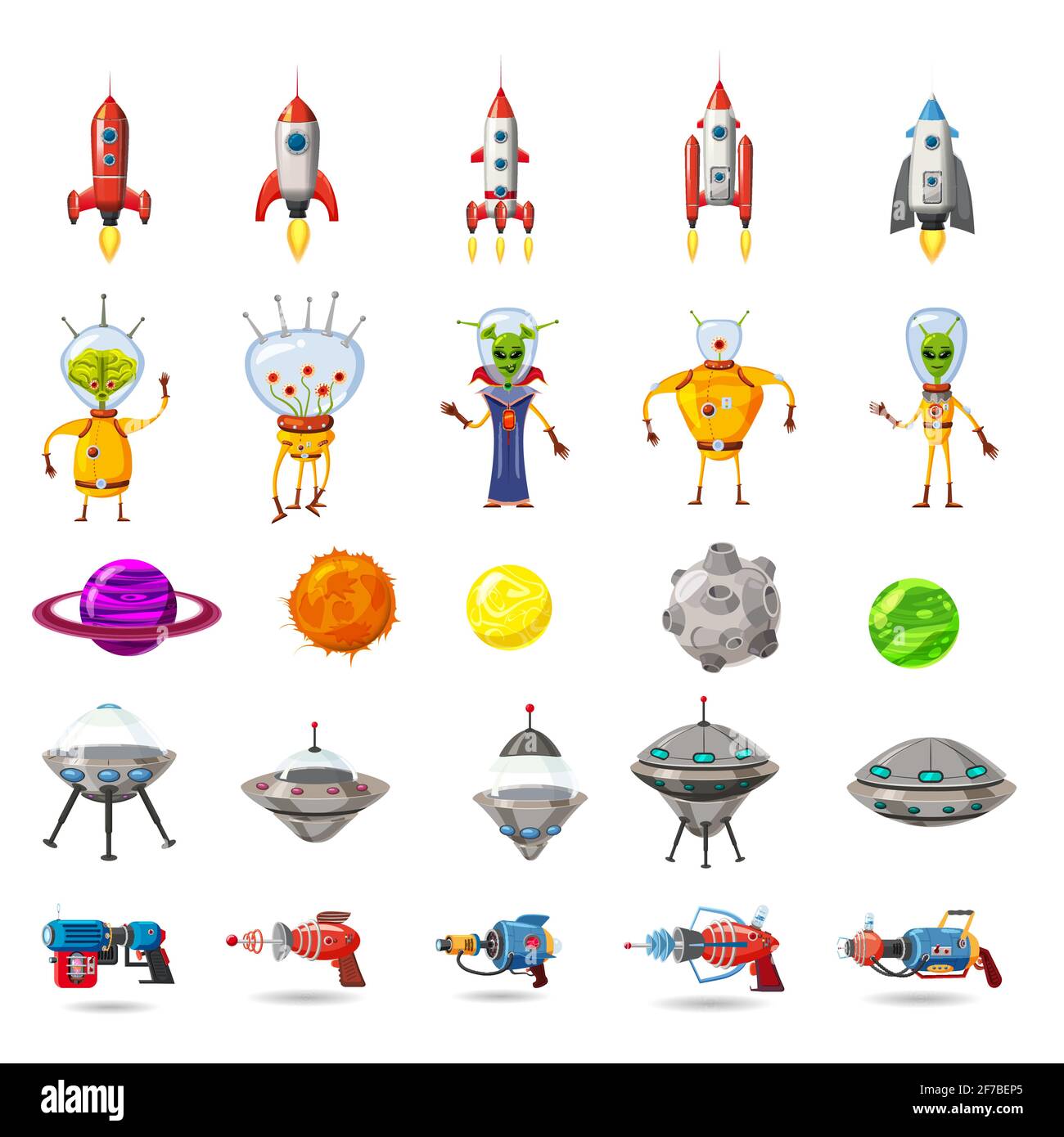 Super set of space, planets, ufo, rockets, aliens, blasters, for games ...