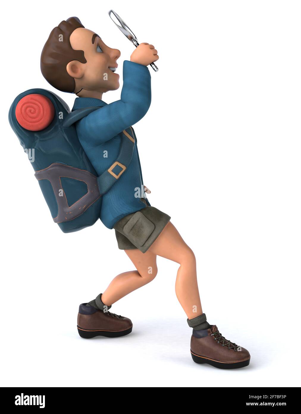 Fun illustration of a 3D cartoon backpacker Stock Photo - Alamy