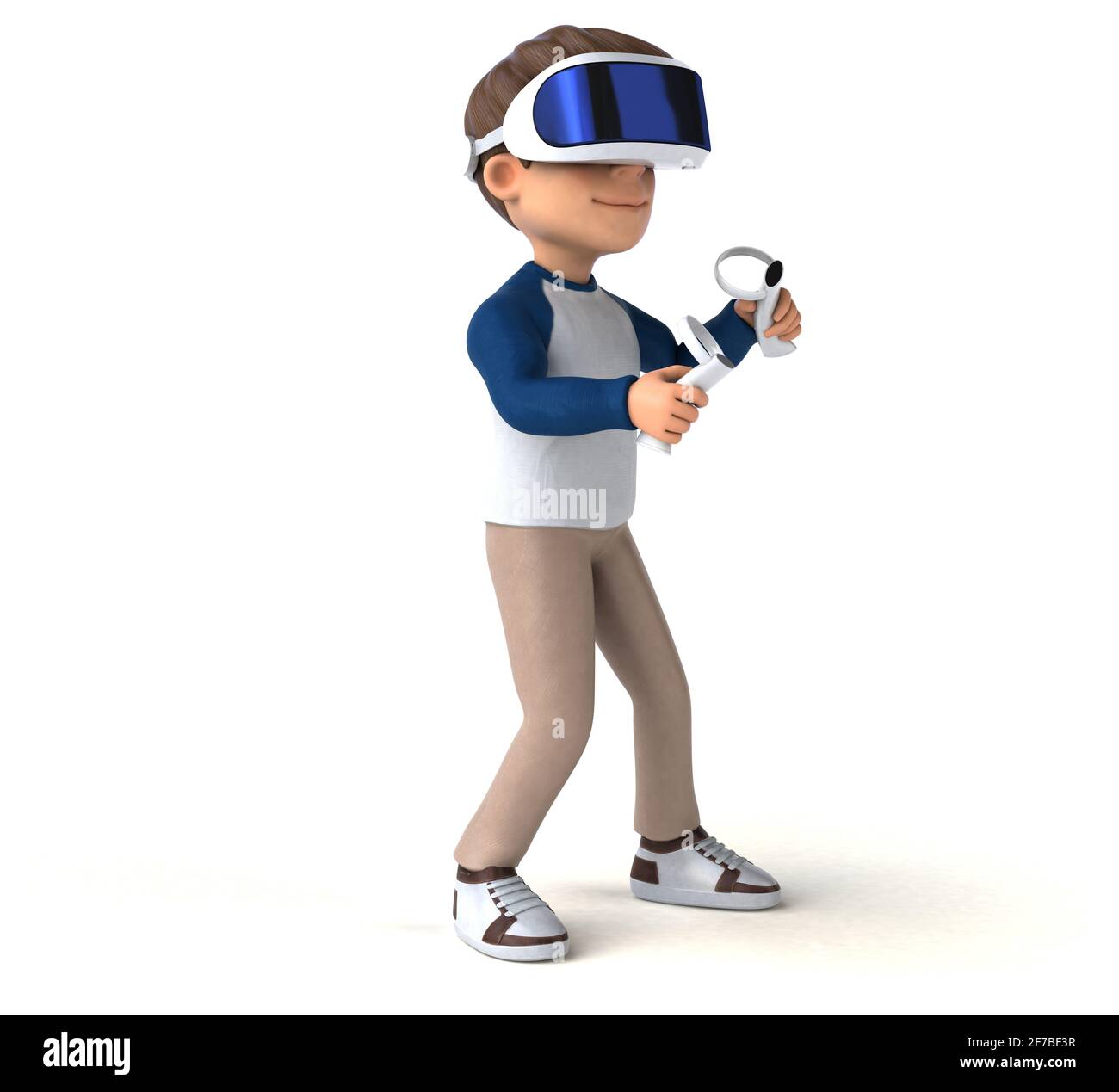 Fun 3D illustration of a cartoon kid with a VR helmet Stock Photo - Alamy