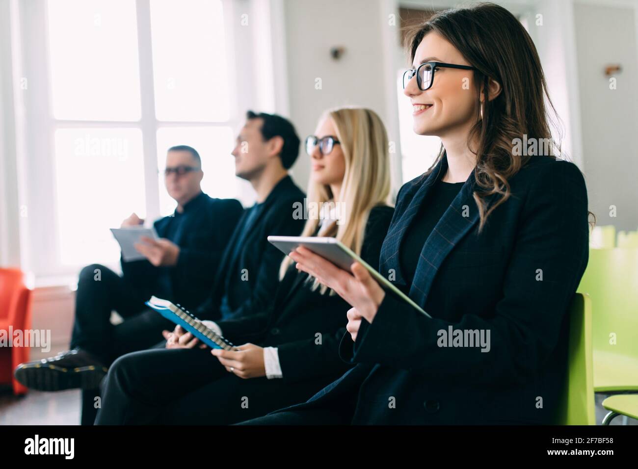 Woman giving speech in seminar hi-res stock photography and images - Alamy