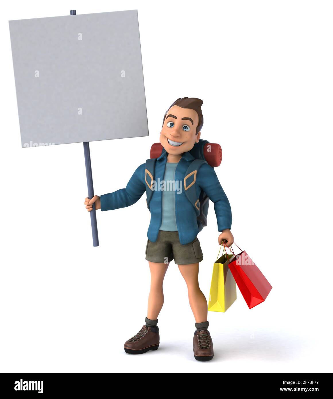 Fun illustration of a 3D cartoon backpacker Stock Photo - Alamy
