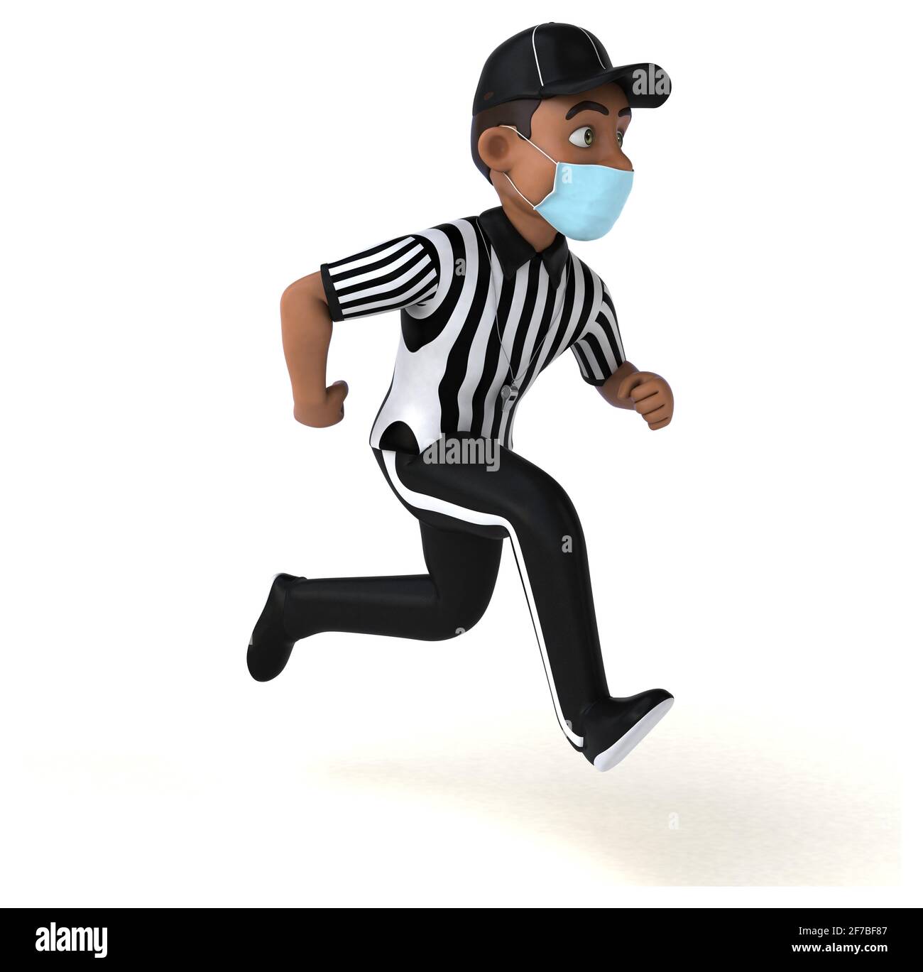 Fun 3D illustration of a black referee with a mask Stock Photo - Alamy