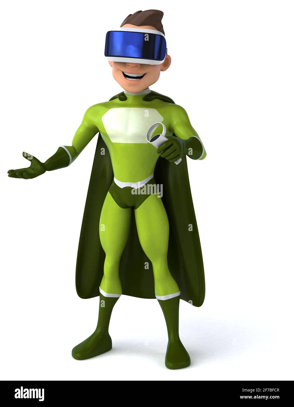 Fun 3D Illustration of a superhero with a VR Helmet Stock Photo - Alamy