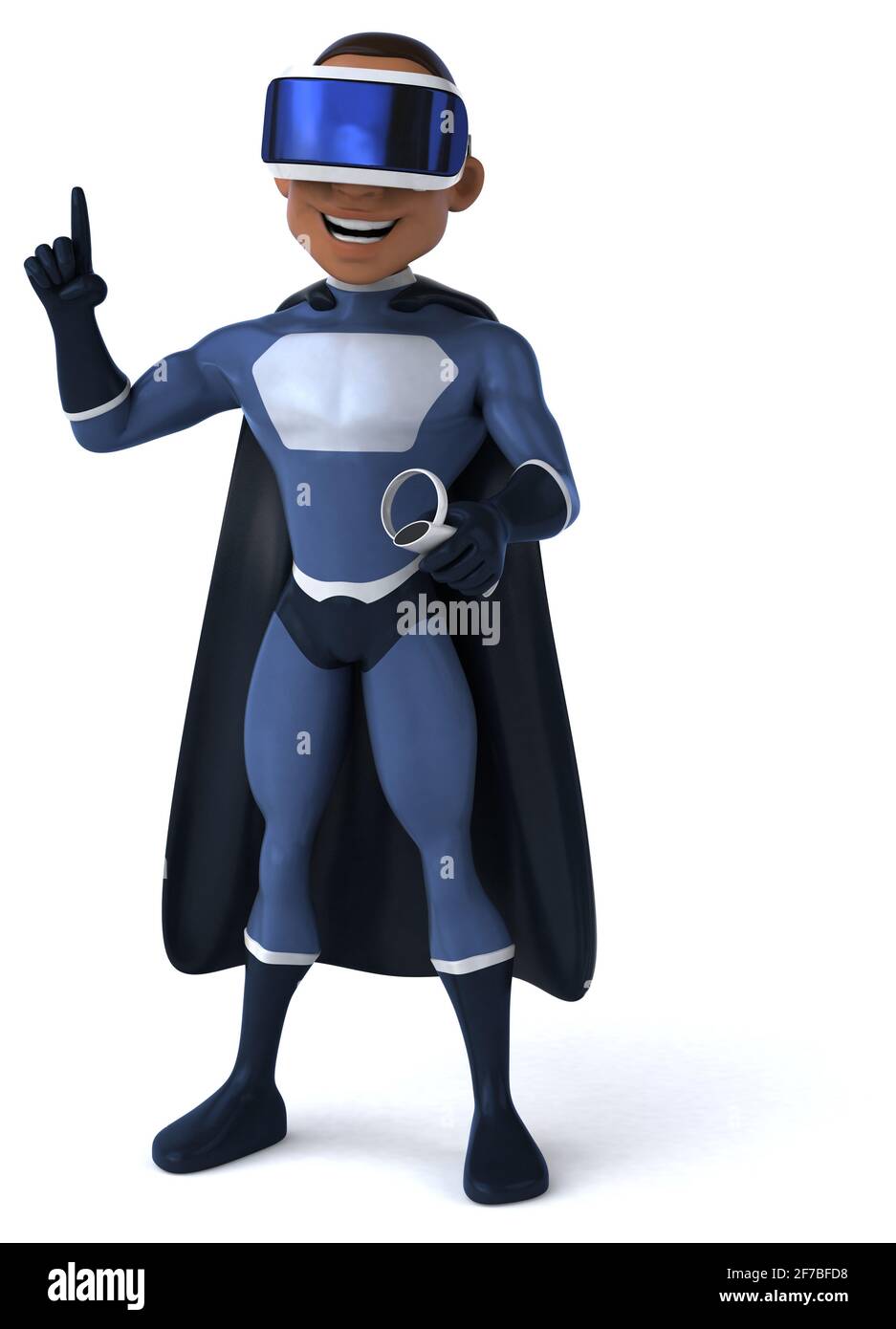 Fun 3D Illustration of a superhero with a VR Helmet Stock Photo - Alamy