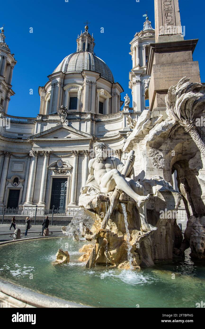 Piazza Navona; Fountain of the Four Rivers; Church, Tourist; Square ...