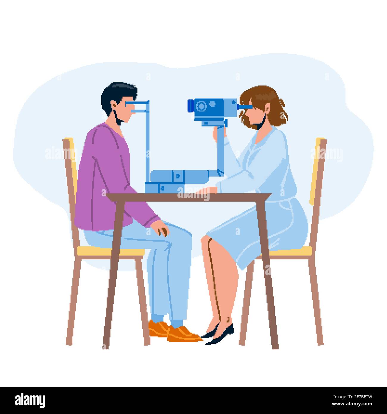 Eye Checking Patient In Doctor Cabinet Vector Stock Vector Image & Art ...