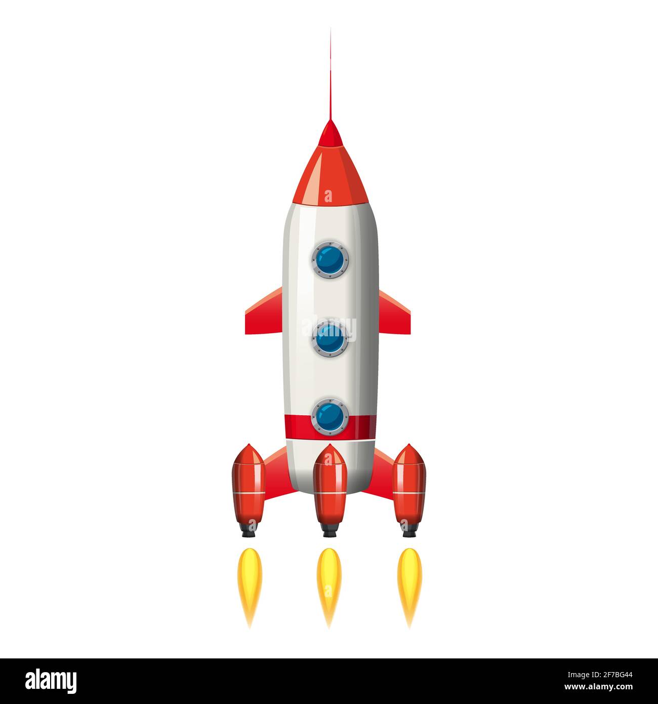 Rocket space ship, isolated vector illustration. Simple retro spaceship ...