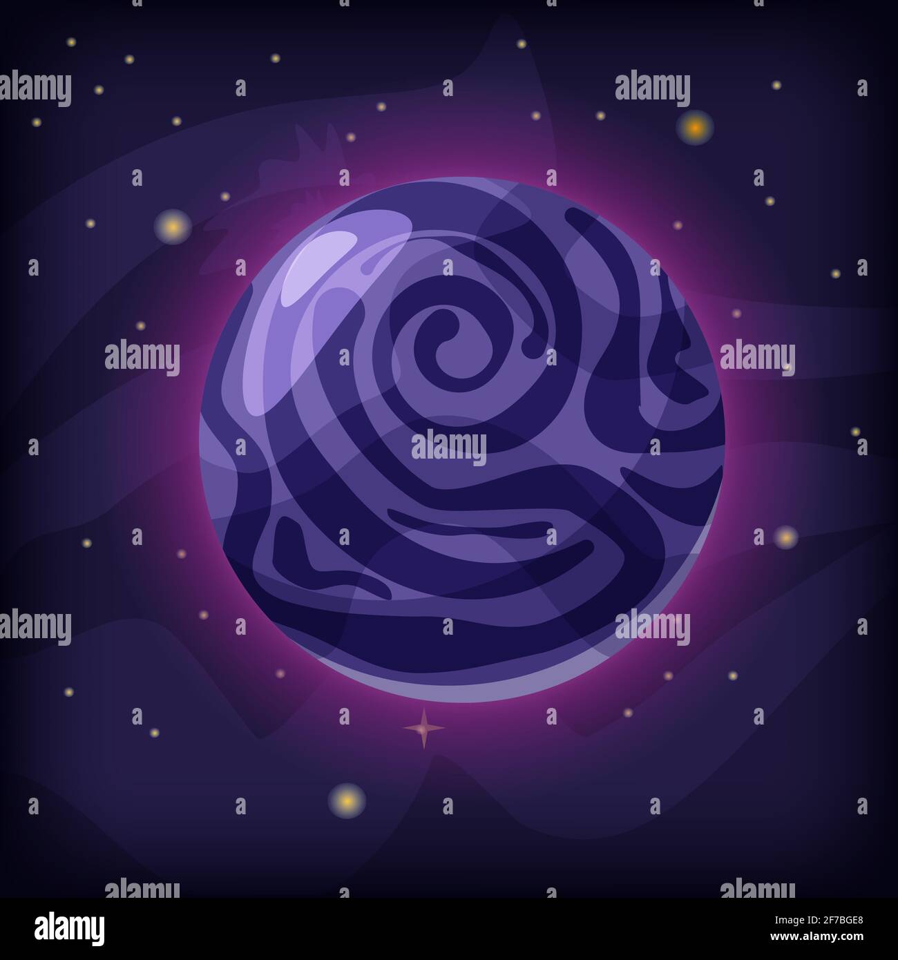 Planet fantastic on a space background, cartoon style, isolated, vector ...
