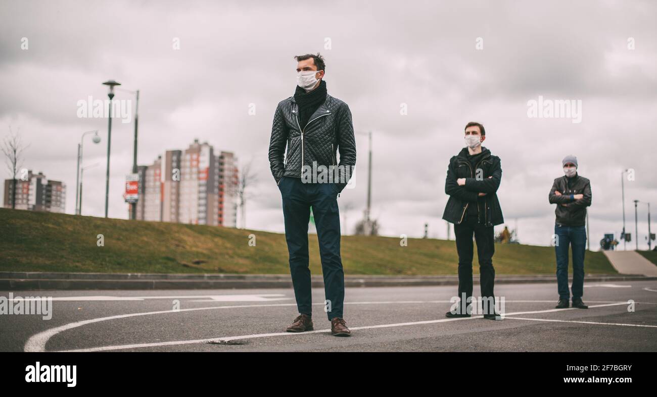 group of people standing in line at a safe distance Stock Photo - Alamy