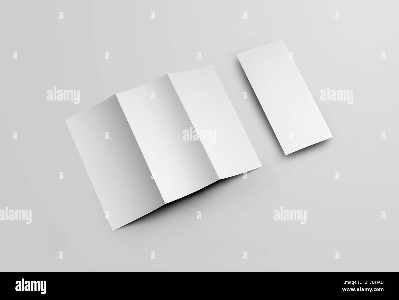 Mockup open and closed blank booklet, leaflet on the diagonal, for ...