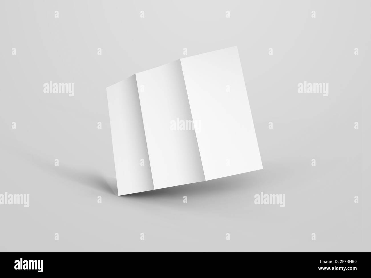 Template of paper booklet, open white trifold, isolated on gray ...