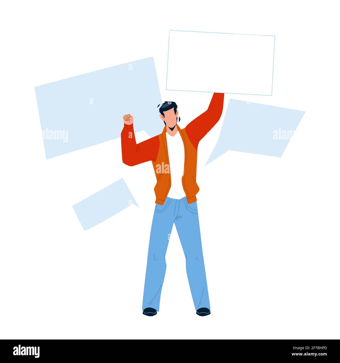 On Protest Demonstration Man With Posters Vector Stock Vector Image ...