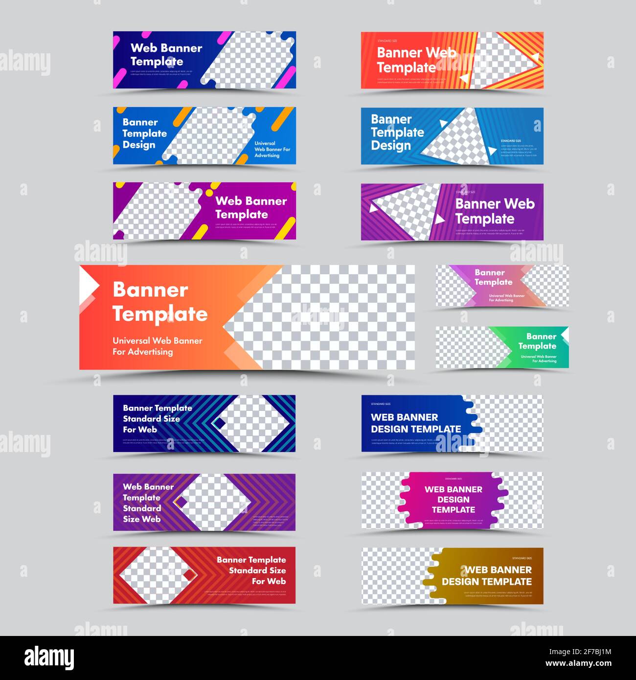 Big set of horizontal web banners with gradients, abstract and ...