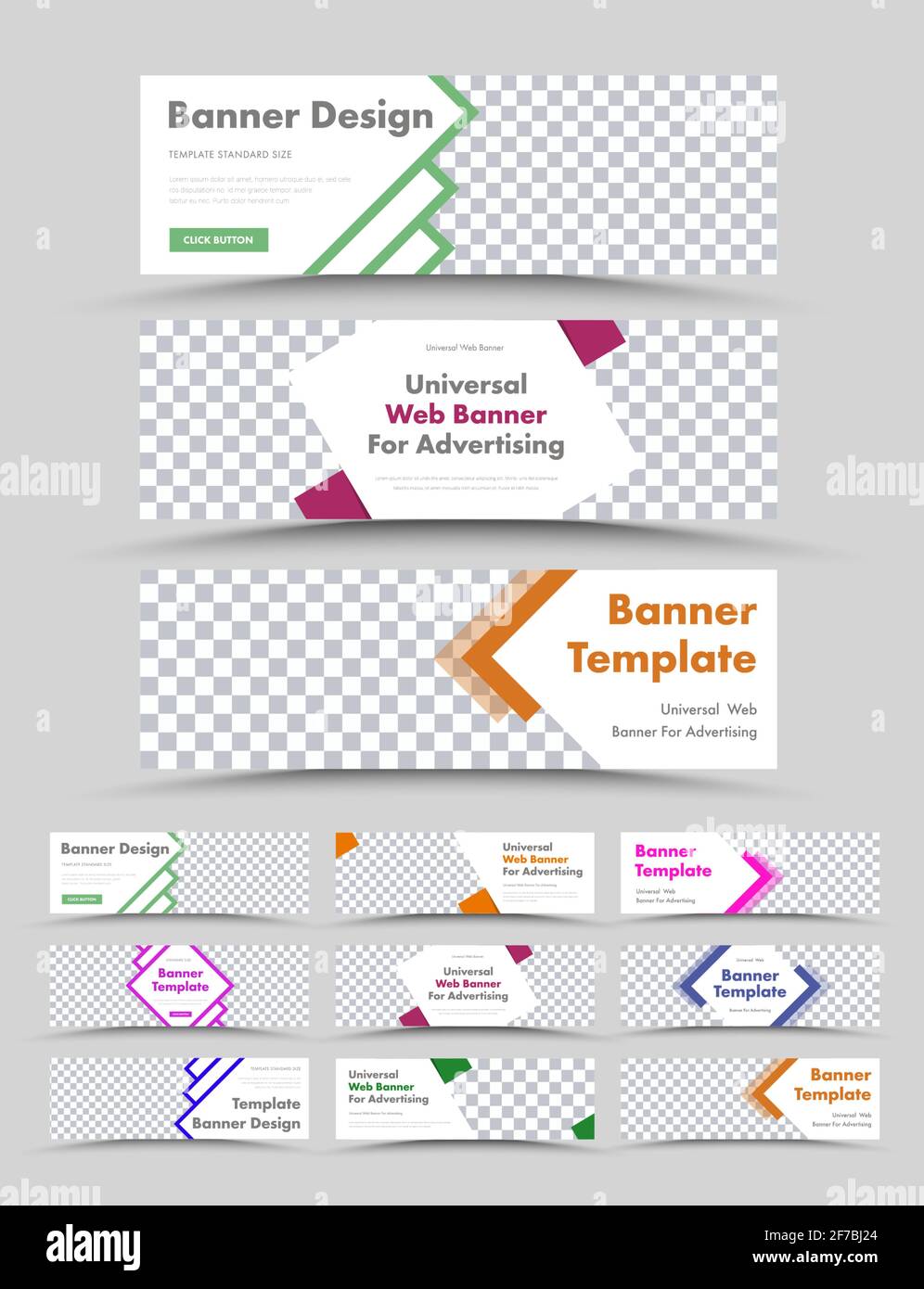 Big set of templates of horizontal white web banners with a place for a ...