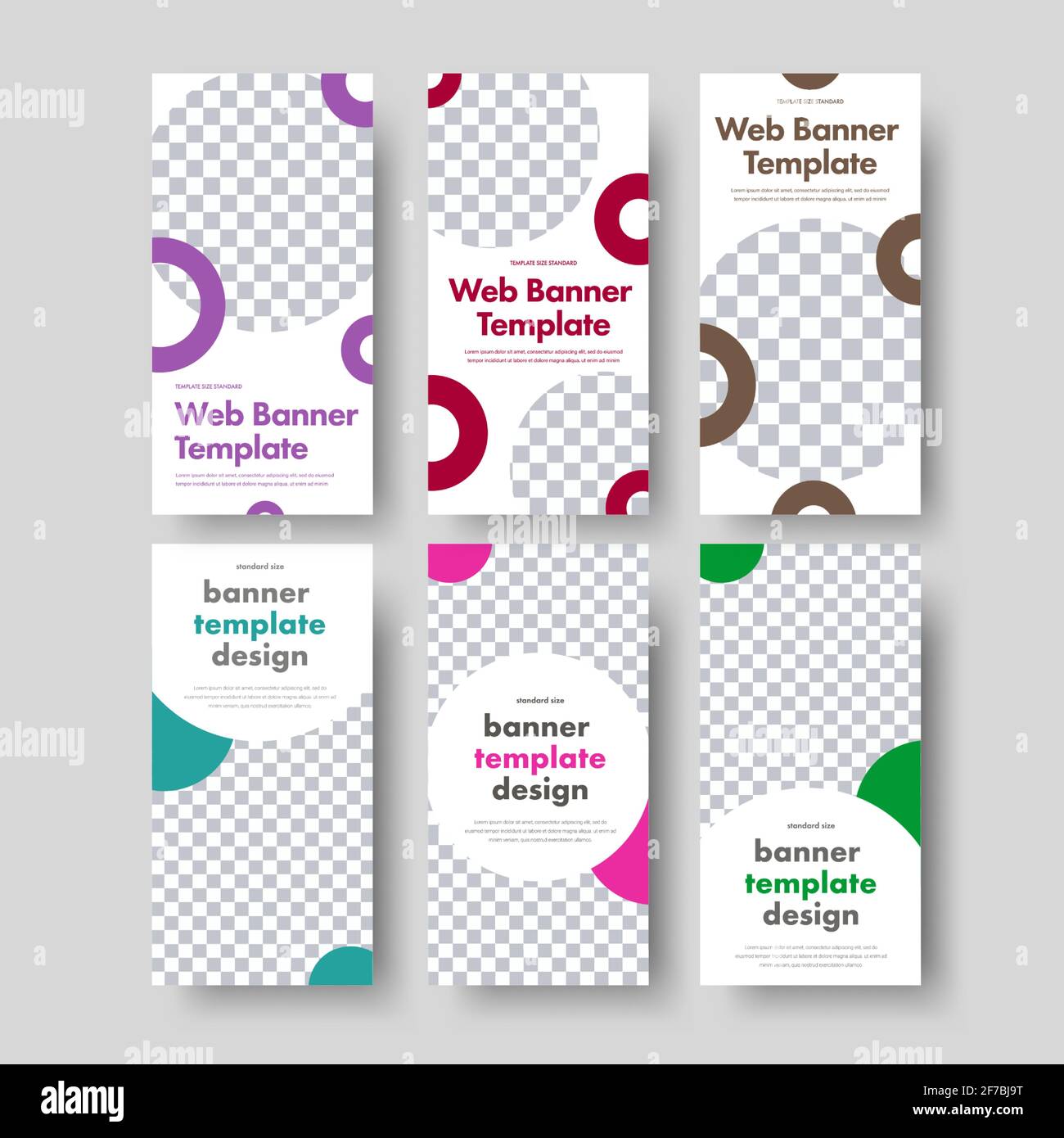 large set of vertical white web banners with a place for a photo and ...