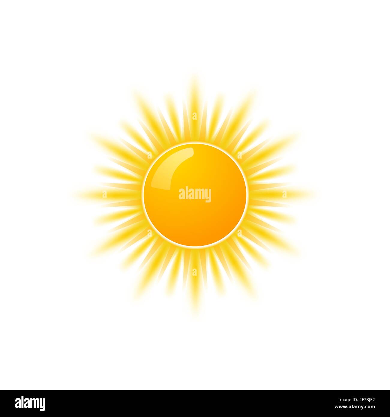 Realistic sun icon for weather design. Sunshine symbol happy orange ...