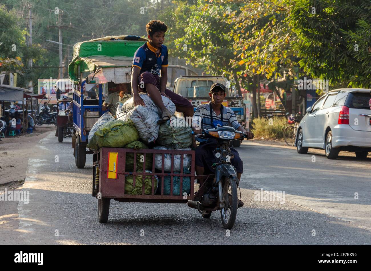 Traffic in the streets of Bago, Myanmar Stock Photo - Alamy