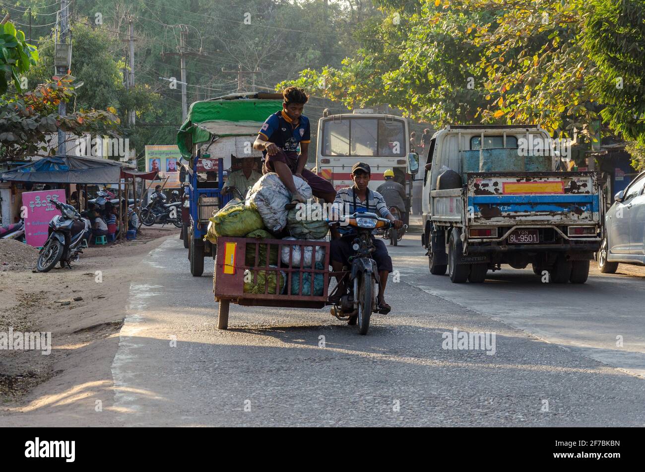 Traffic in the streets of Bago, Myanmar Stock Photo - Alamy