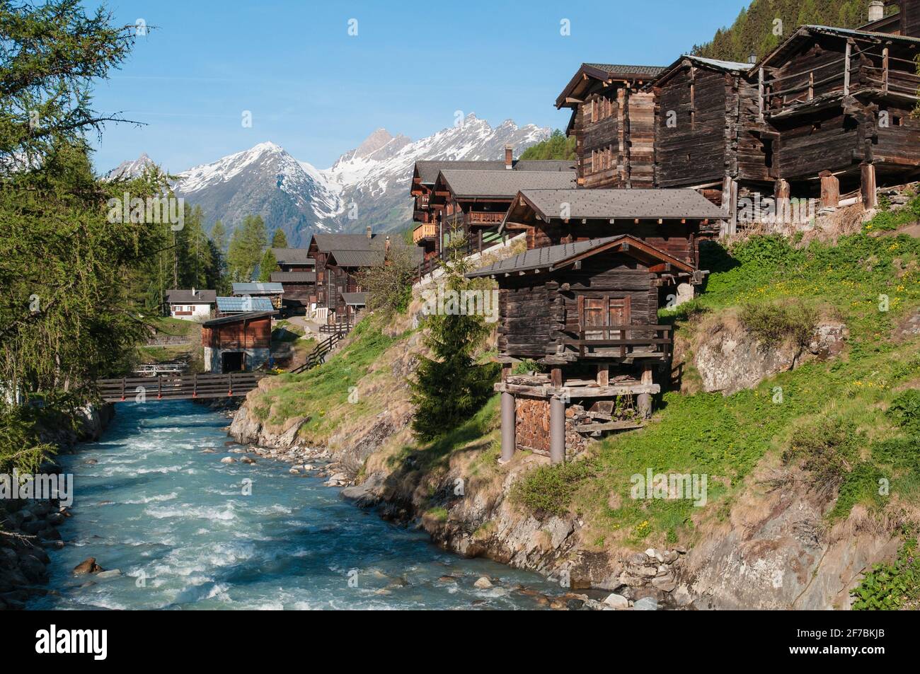 vilalge Blatten in the Loetschental valley, Switzerland, Valais ...
