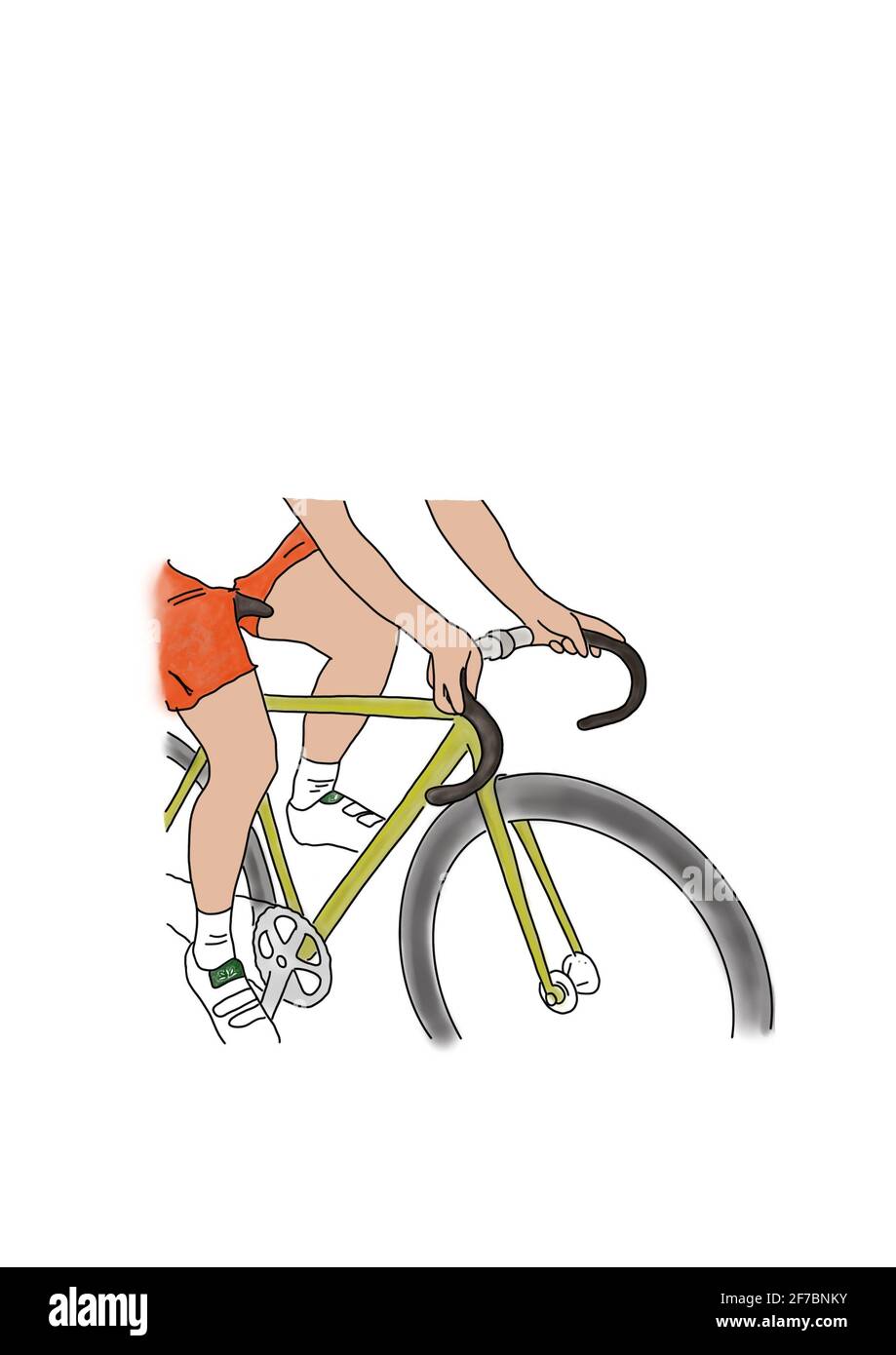 sketch of a cyclist on the bright lime green road bike Stock Photo - Alamy