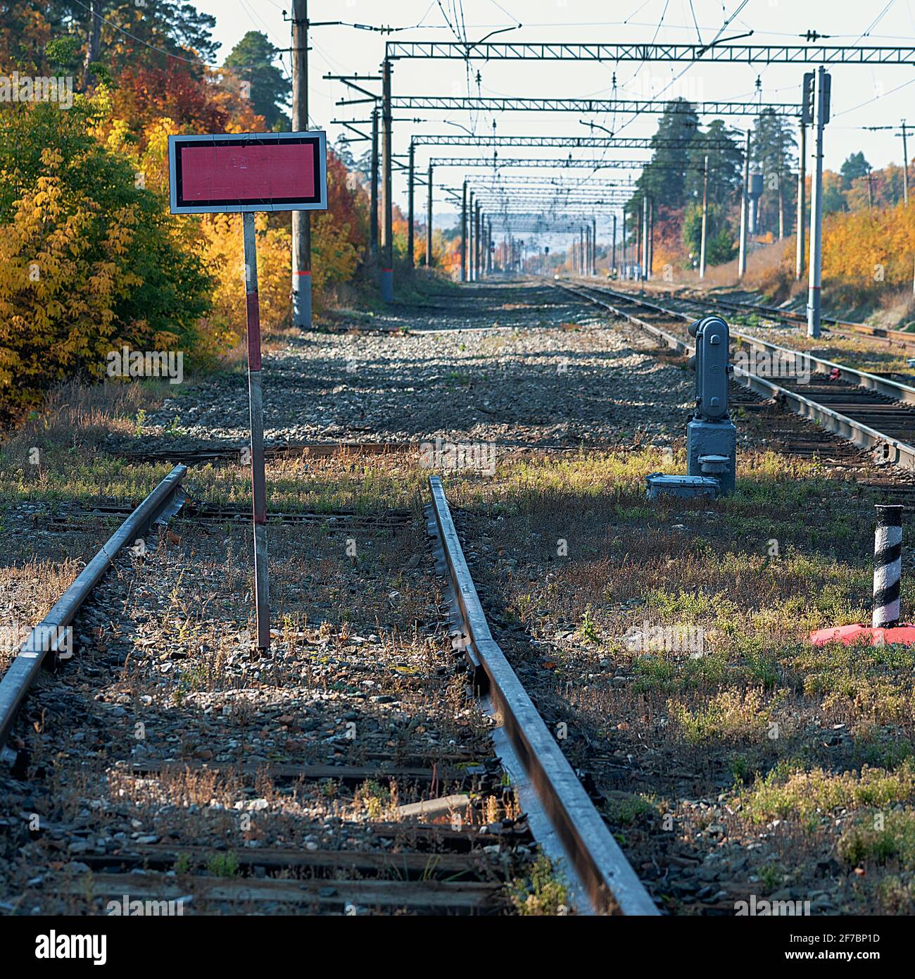 Dead end at the railway station. Many tracks, rails, sleepers, railway ...