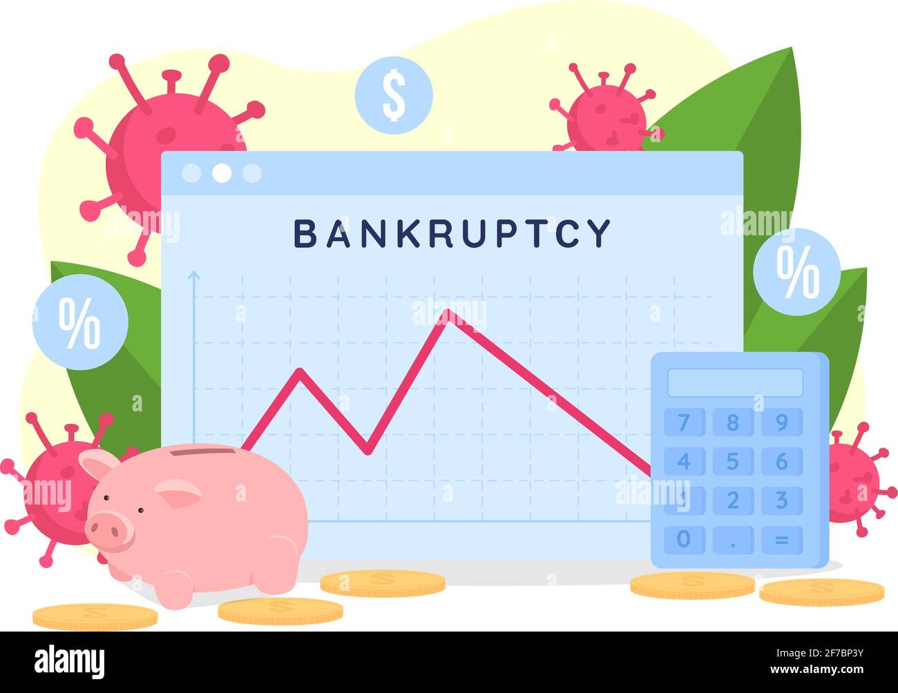 Bankruptcy rate graph flat concept vector illustration Stock Vector ...