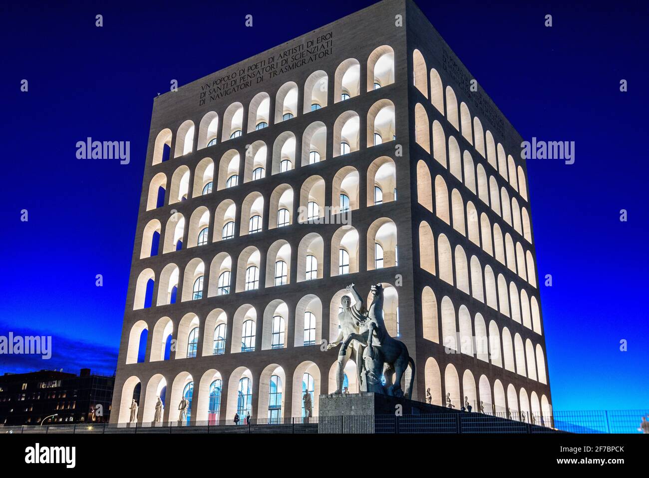 Palazzo della Civilta Italiana palace or square Colosseum at dusk, EUR ...