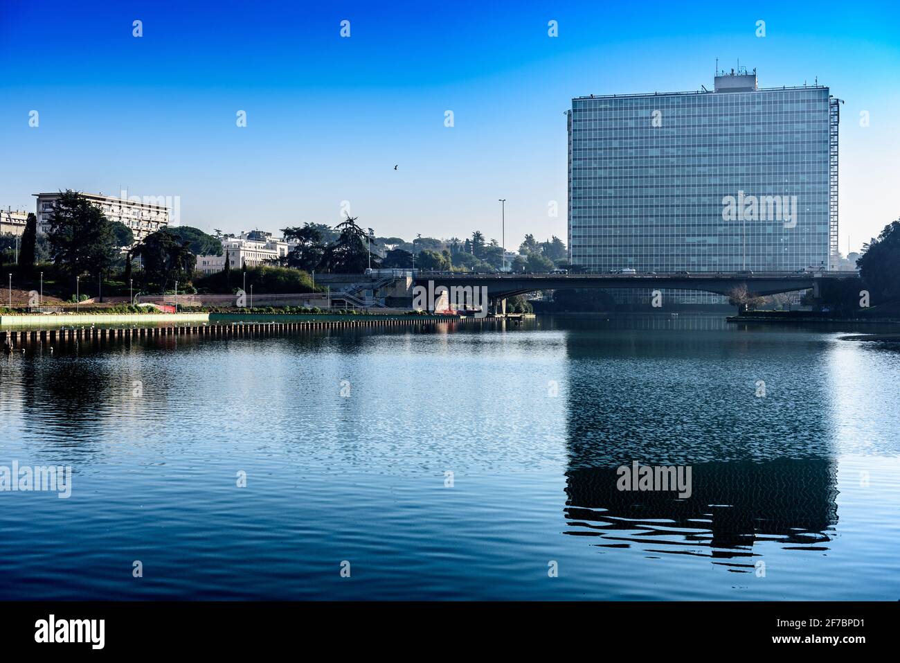Eni and Agip palace, Lake Central Park, Eur, Rome, Lazio, Italy, Europe ...