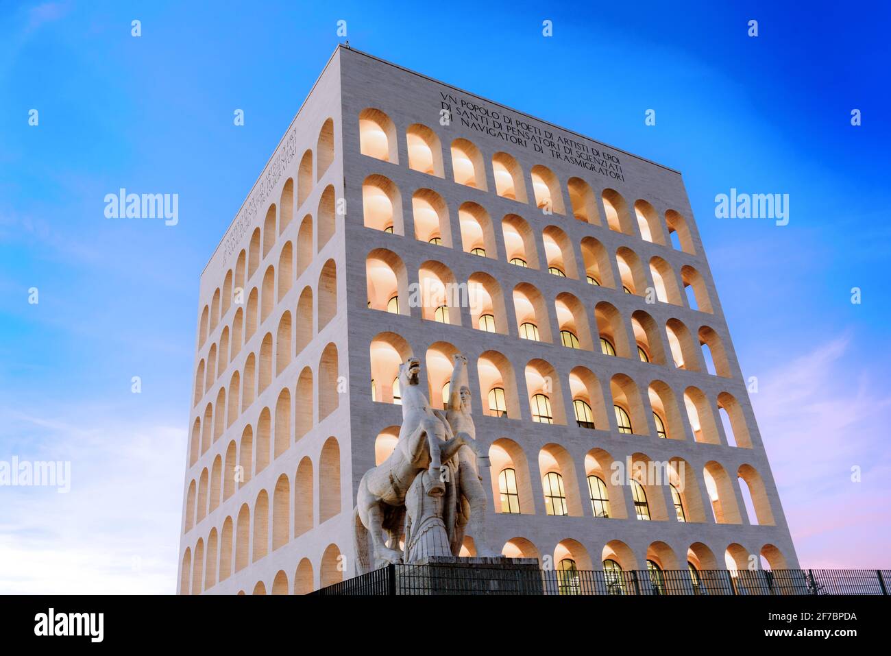Palazzo della Civilta Italiana palace or square Colosseum at dusk, EUR ...