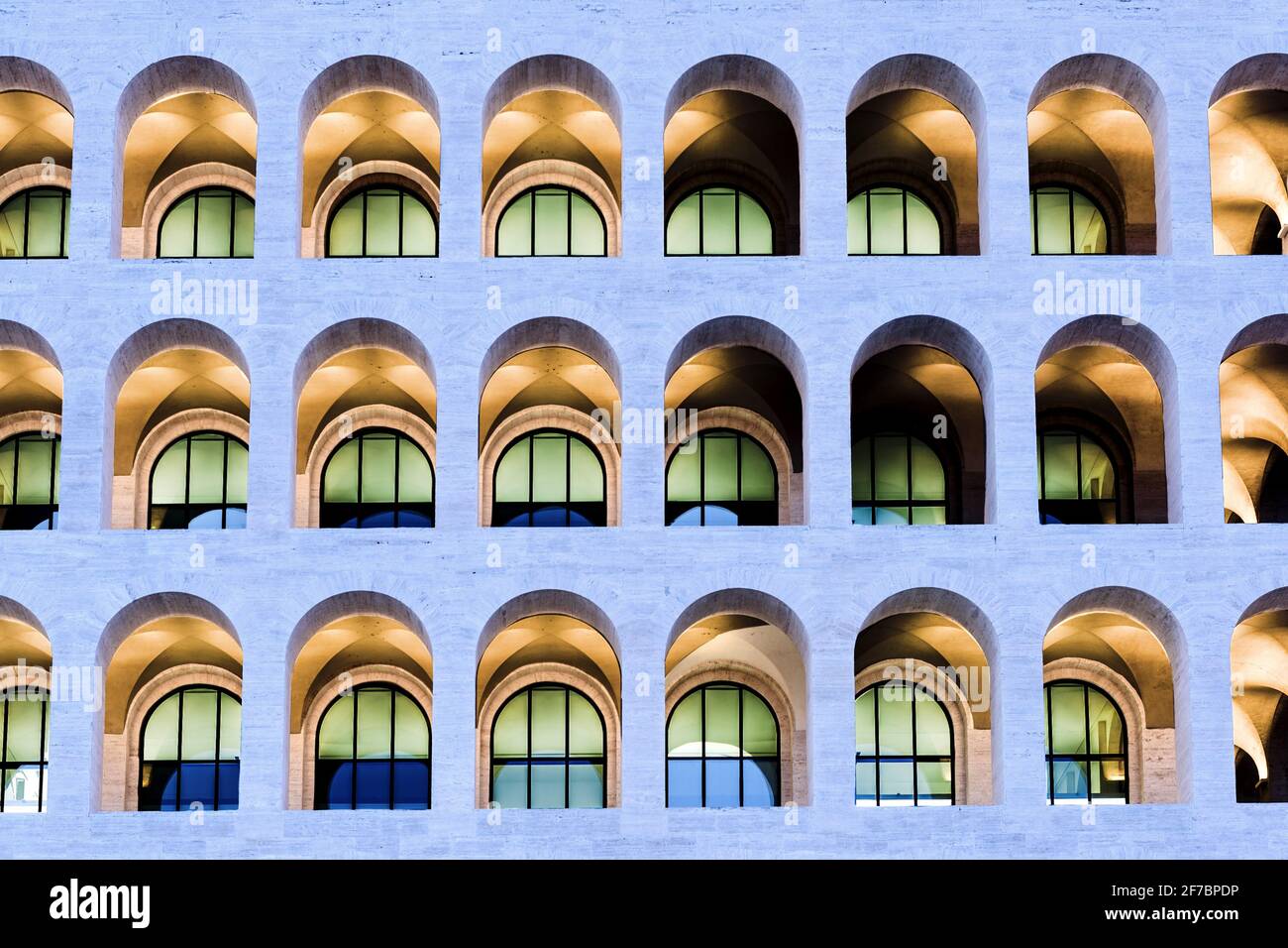 Palazzo della Civilta Italiana palace or square Colosseum at dusk, EUR ...