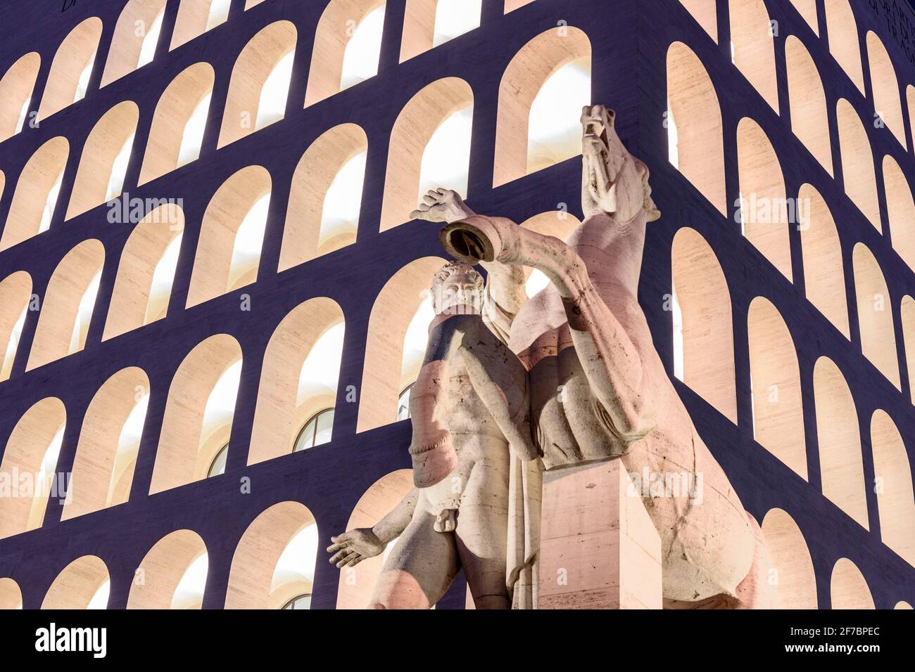 Palazzo della Civilta Italiana palace or square Colosseum at dusk, EUR ...
