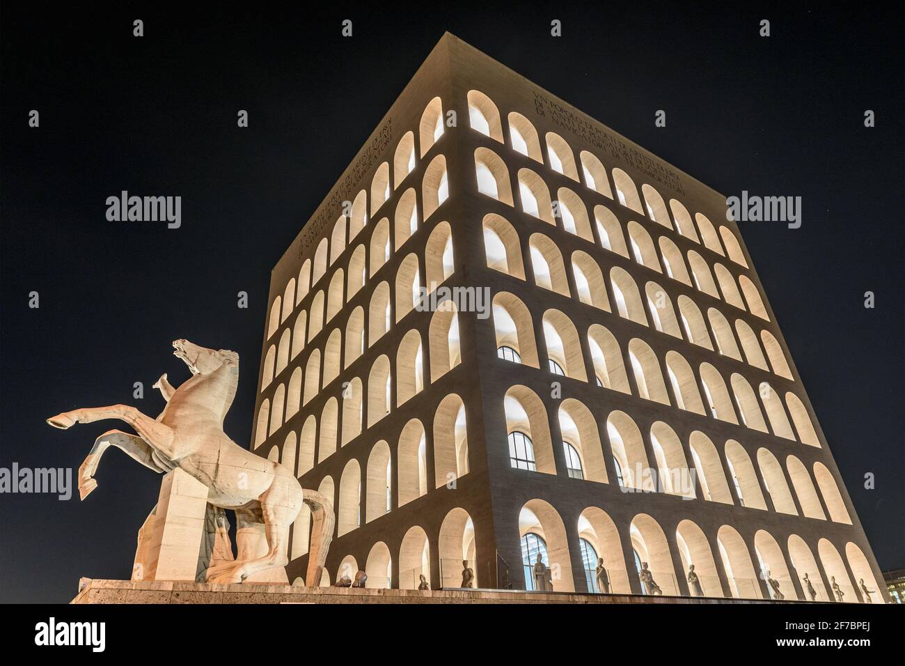 Palazzo della Civilta Italiana palace or square Colosseum at dusk, EUR ...