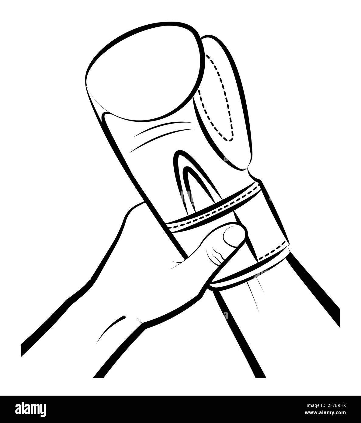 strong male hand of athlete puts on boxing glove. Preparing fighter ...