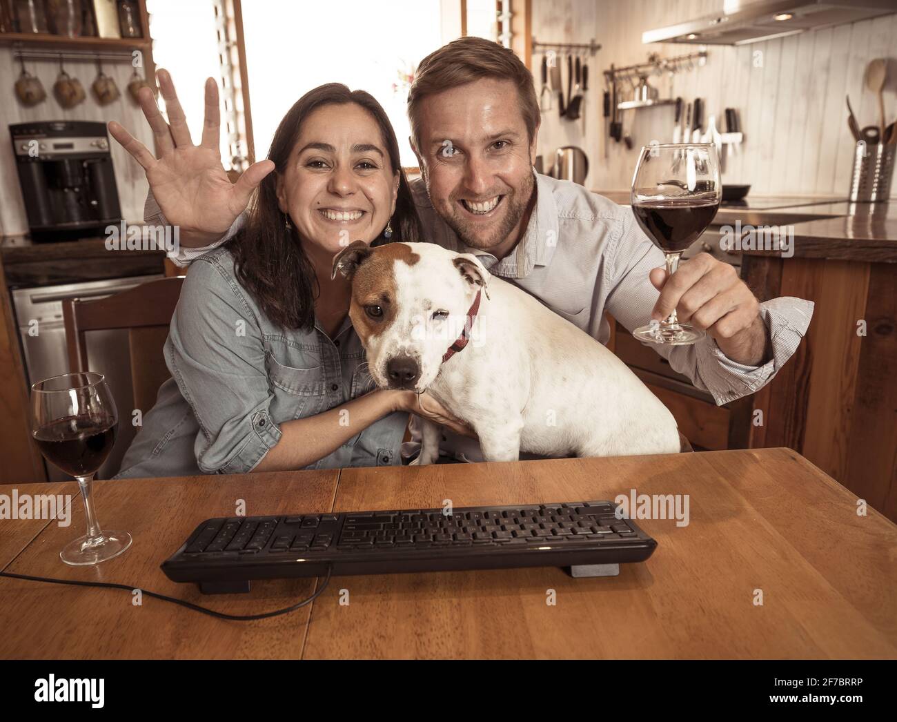 COVID-19 Second wave and virtual celebrations. Screen view of Happy ...