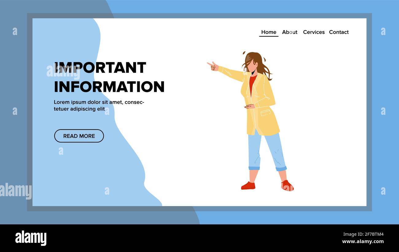 Important Information Pointing Young Woman Vector Stock Vector Image ...