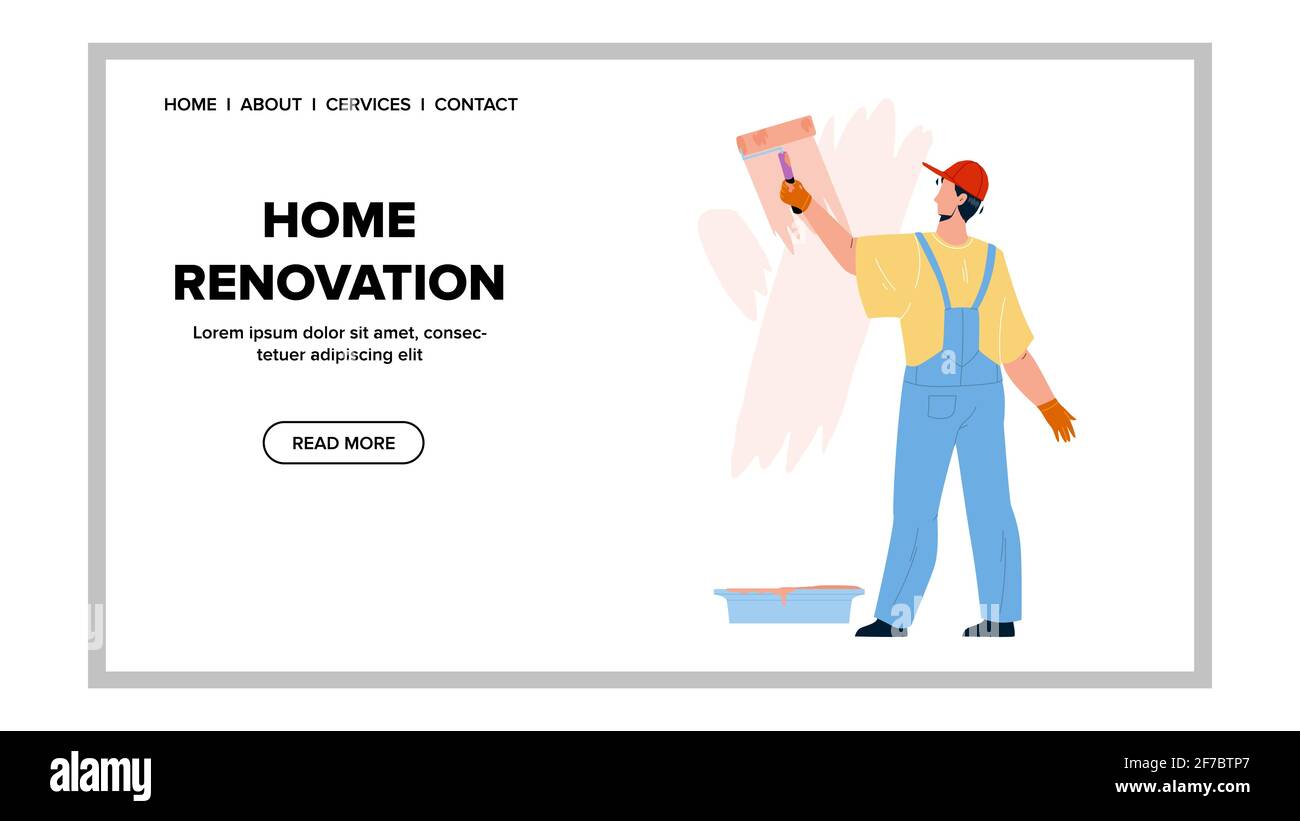 Home Renovation Occupation Of Painter Man Vector Stock Vector Image ...