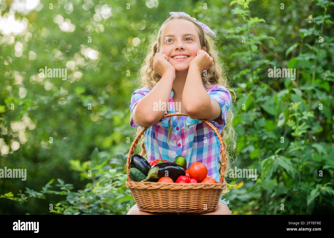 Healthy food concept. Girl cute smiling child living healthy life ...