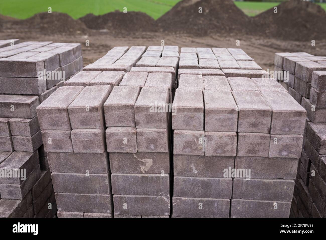 Stack of pavers at building site in the Netherlands Stock Photo - Alamy